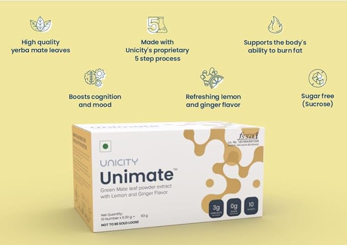 UNICITY Unimate Green Mate leaf powder extract with Lemon and Ginger F ...
