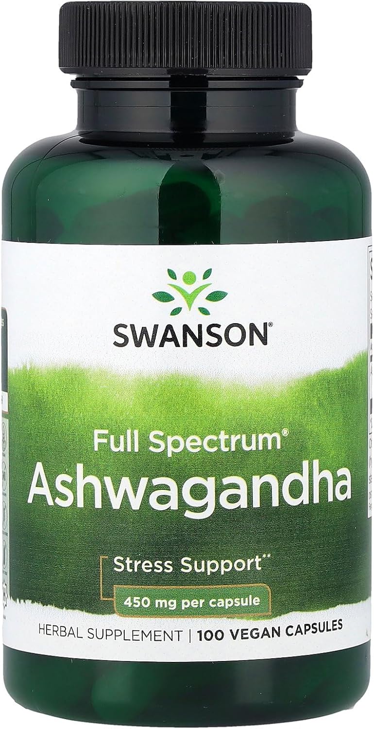 Swanson, Full Spectrum Ashwagandha, 100 Vegan Capsules (450 Mg Per Cap