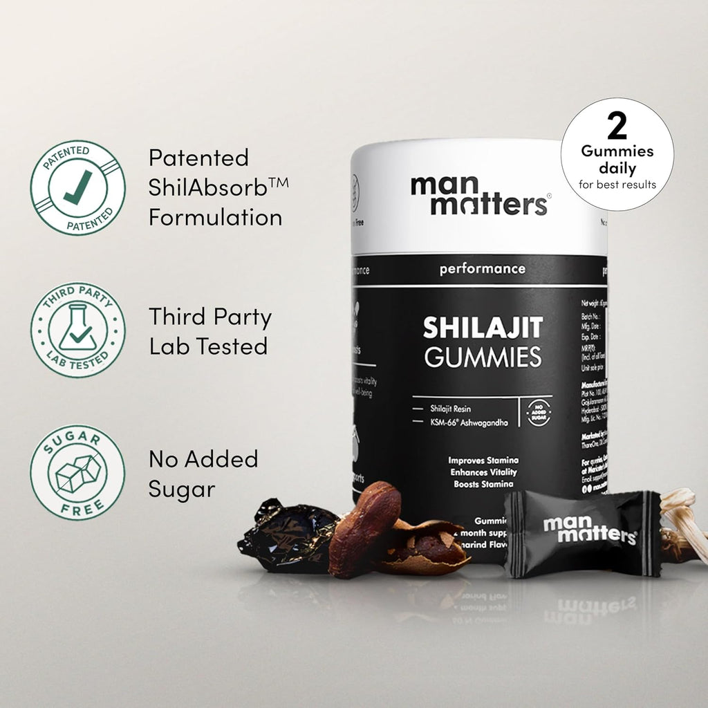 Man Matters Pure Himalayan Shilajit Gummies with KSM 66 Ashwagandha 30