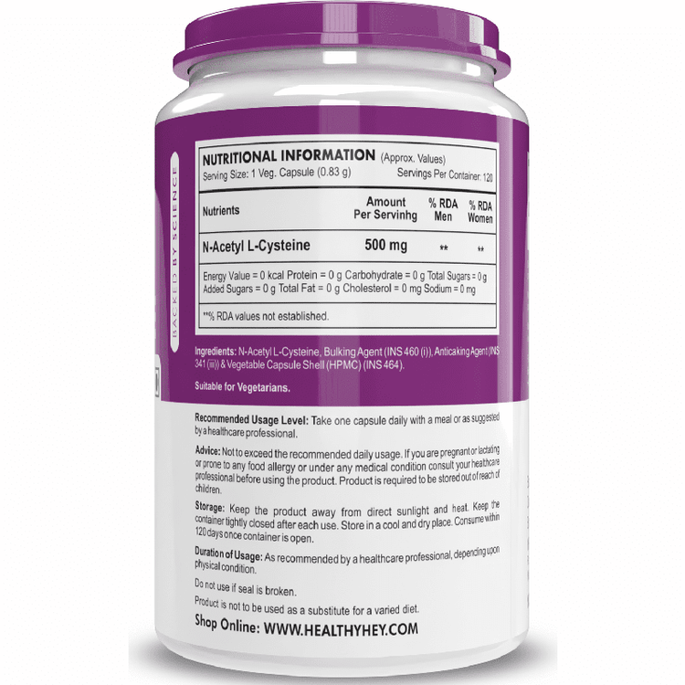 Buy HealthyHey N-Acetyl L-Cysteine (NAC) - Non-GMO - Gluten Free ...